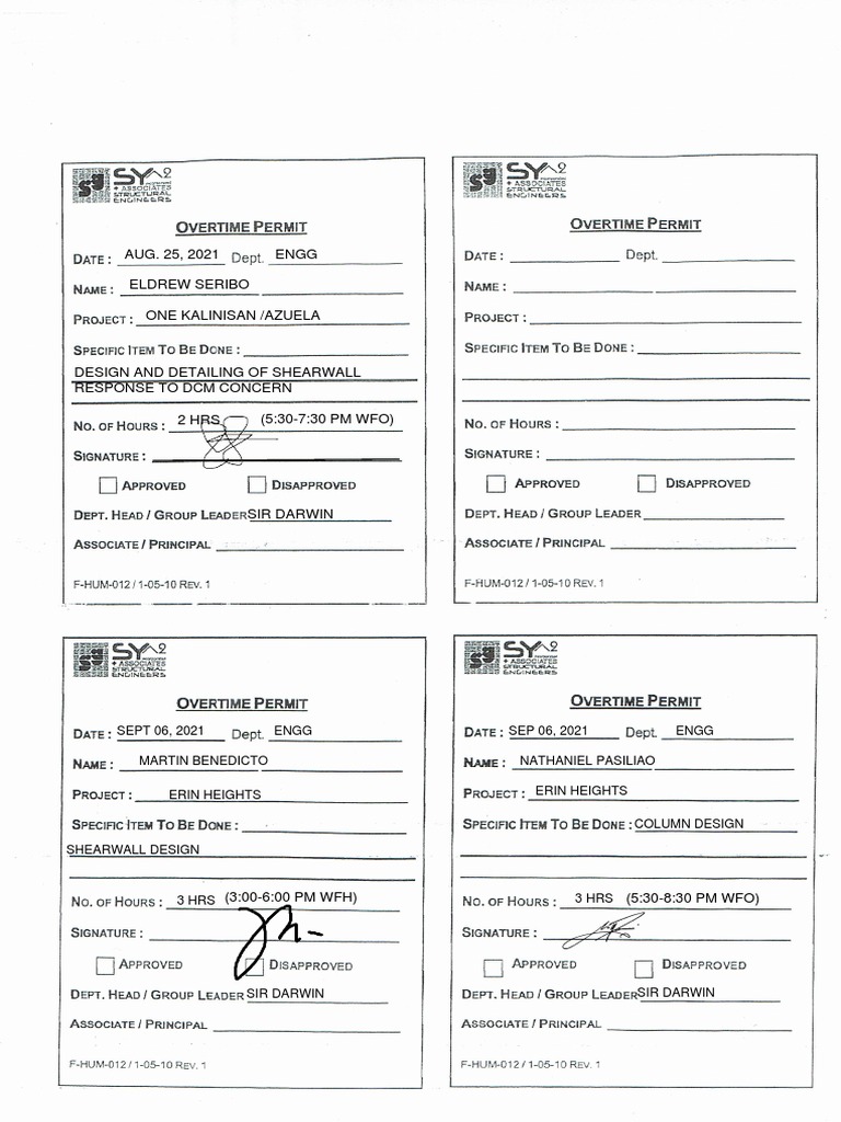 OT Form - 09062021 | PDF