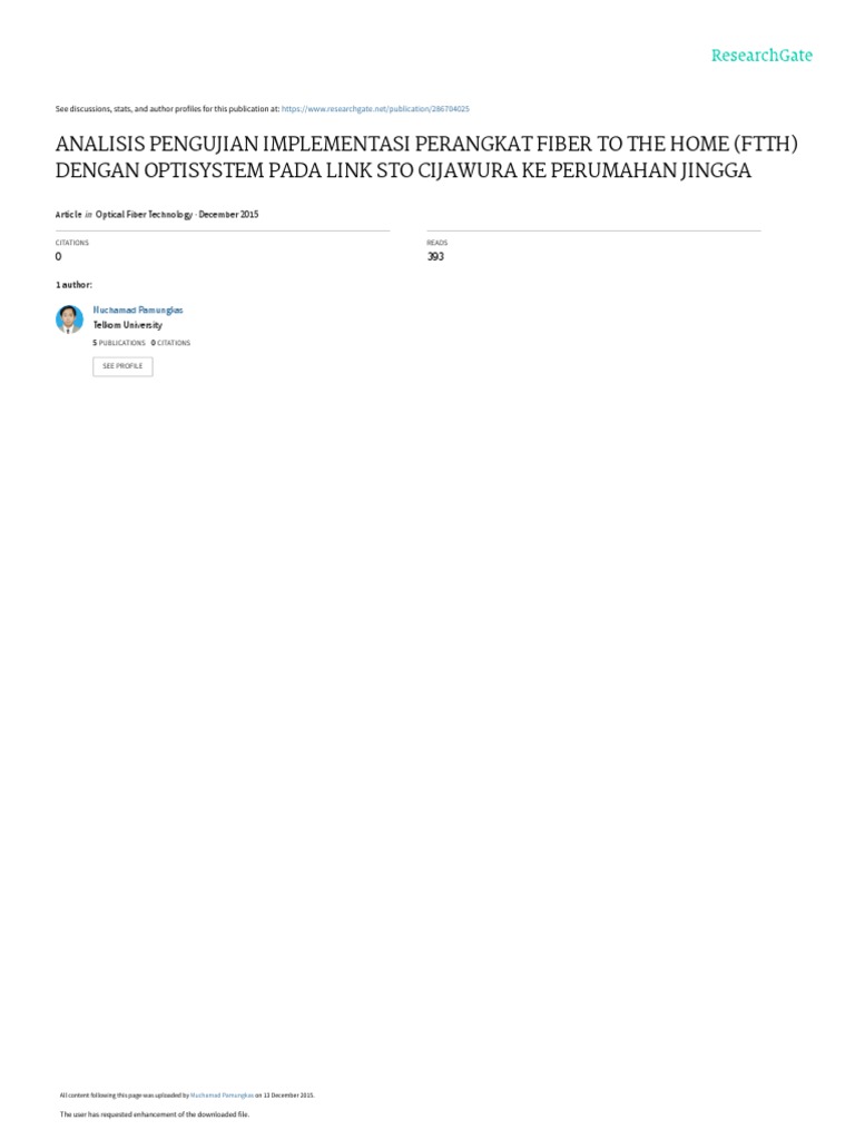 Analisis Pengujian Implementasi Perangkat Fiber To The Home (FTTH ...