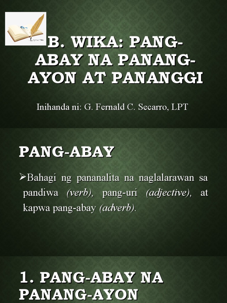 Pang-Abay Na Panang-Ayon at Pananggi | PDF