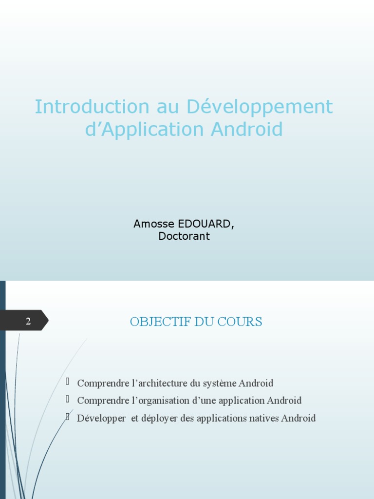 Introduction Au Développement D'application Android: Amosse EDOUARD, Doctorant | PDF | Android ...