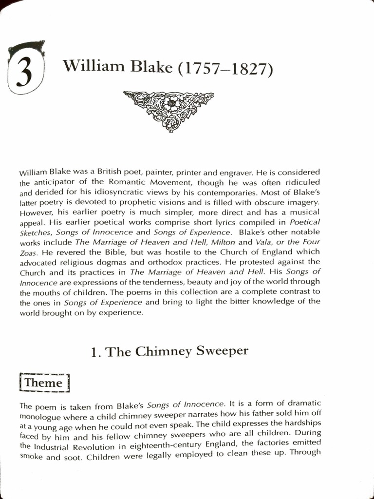 The Chimney Sweeper | PDF | William Blake