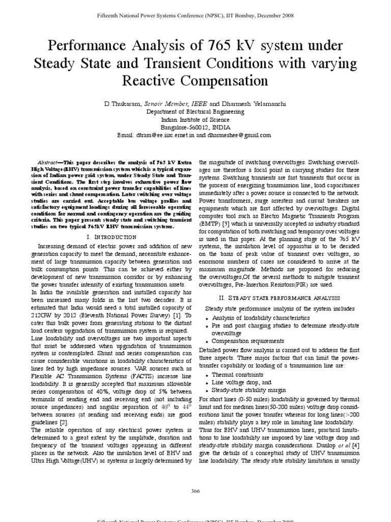 765 KV | PDF | Electric Power Transmission | Steady State
