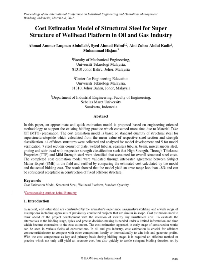 Cost Estimation Model of Structural Steel For Super | PDF | Structural ...