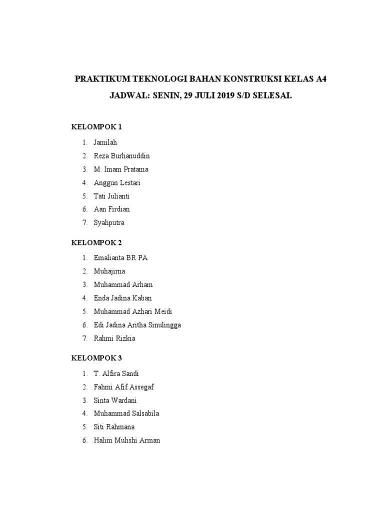 Praktikum Tekban Kelas A4 | PDF