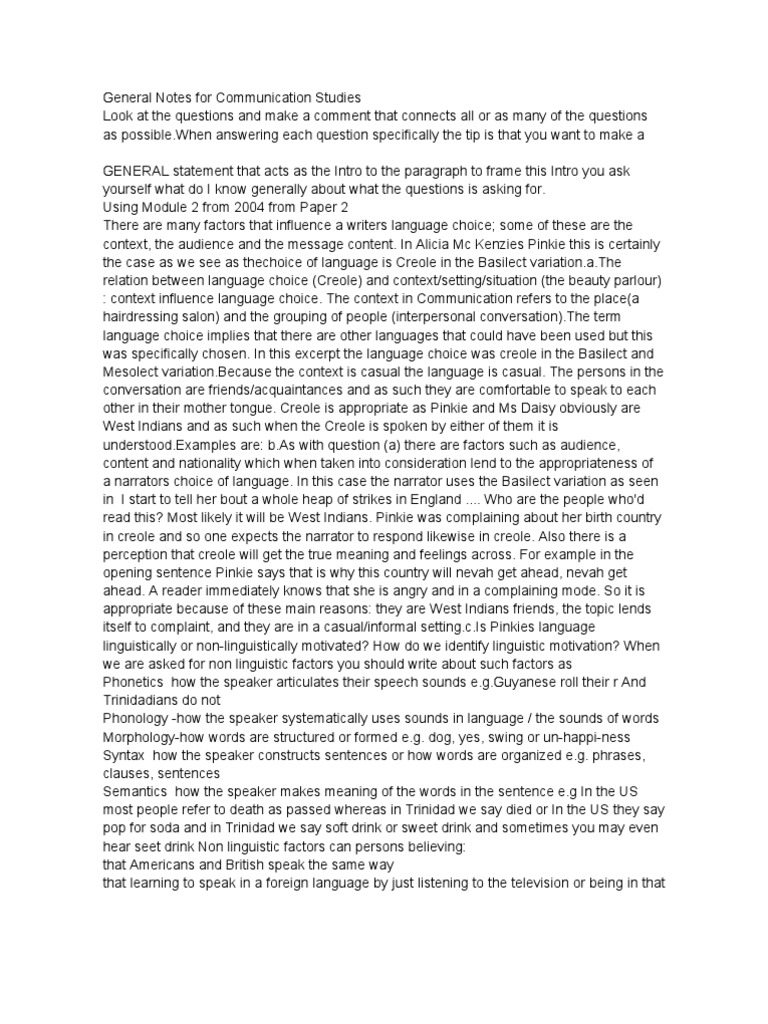 Cape 2004 Communication Studies Module 2 Model Answer | PDF | Speech ...