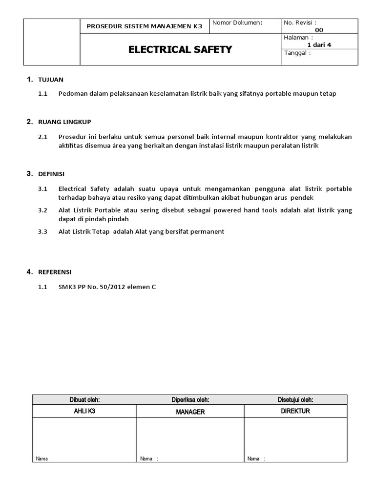 SOP 17 SOP Electrical Safety | PDF