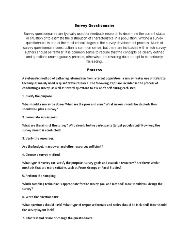 Survey Questionnaire | PDF | Survey Methodology | Questionnaire