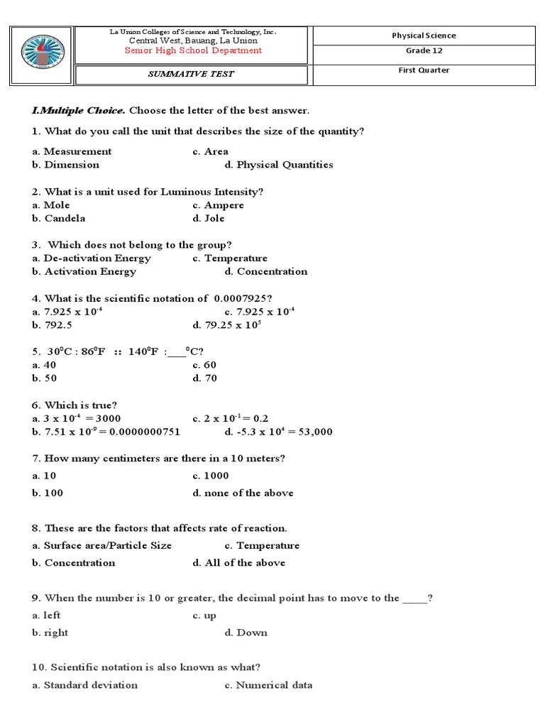 Physical Science Summative Test q1 | PDF | Electromagnetic Spectrum ...