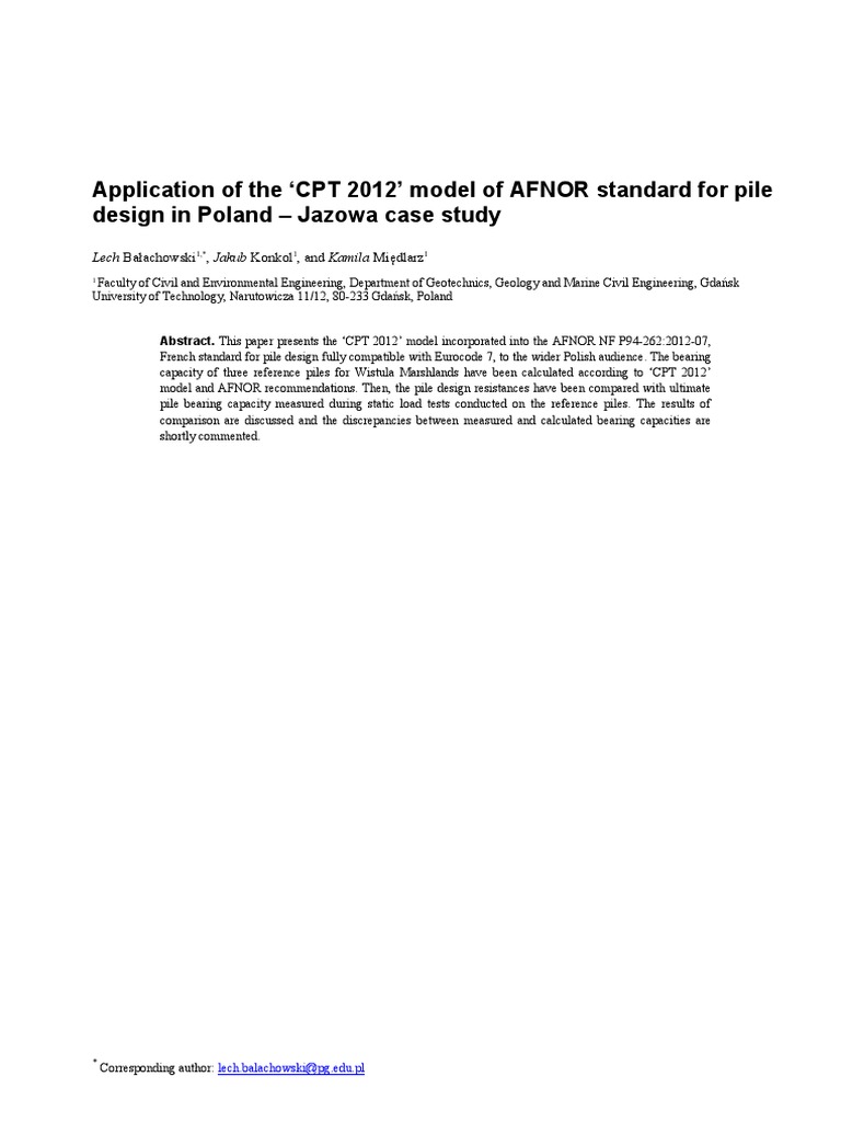 Application of The CPT 2012' Model of AFNOR Standard For Pile Design in ...