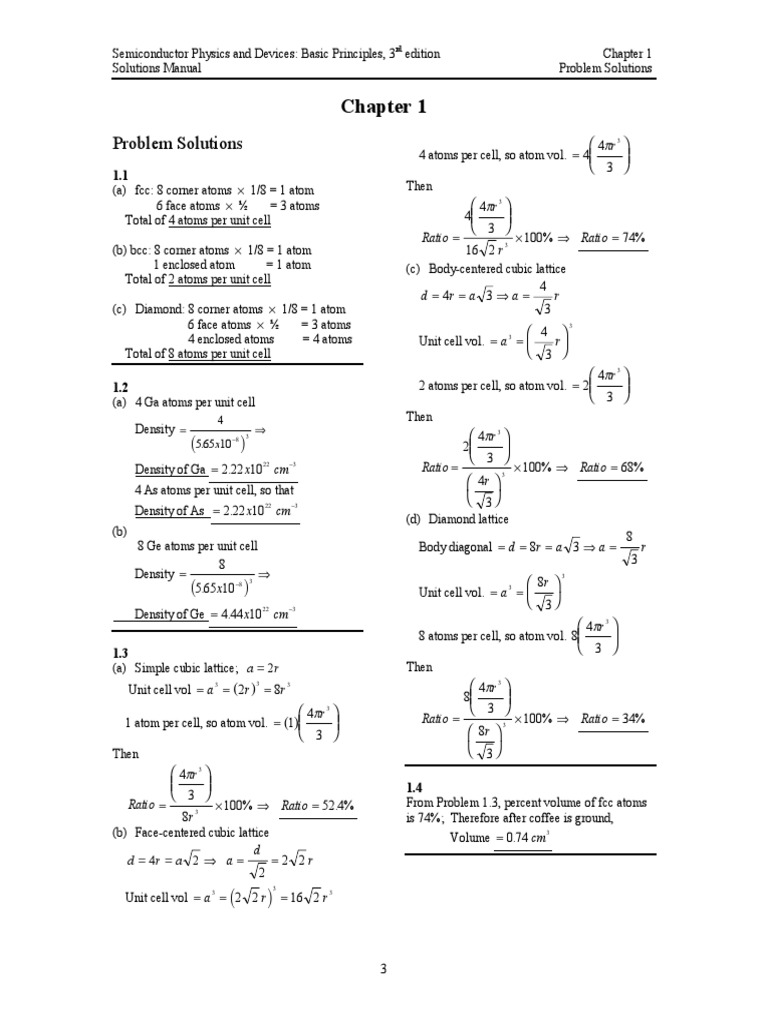 Problem Solutions | PDF | Crystal Structure | Density