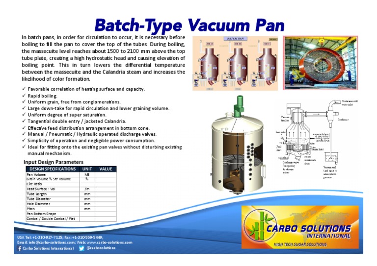 Batch-Type Vacuum Pan: Carbo Solutions | PDF | Home & Garden