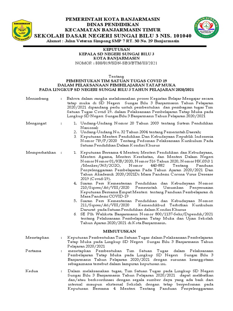 Sk Tim Satgas Covid Sb3 Pdf