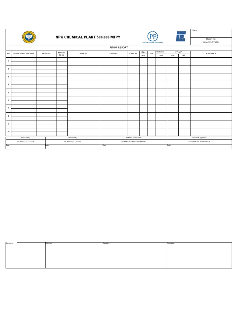 Fit Up Report | Download Free PDF | Process Engineering | Economic Sectors