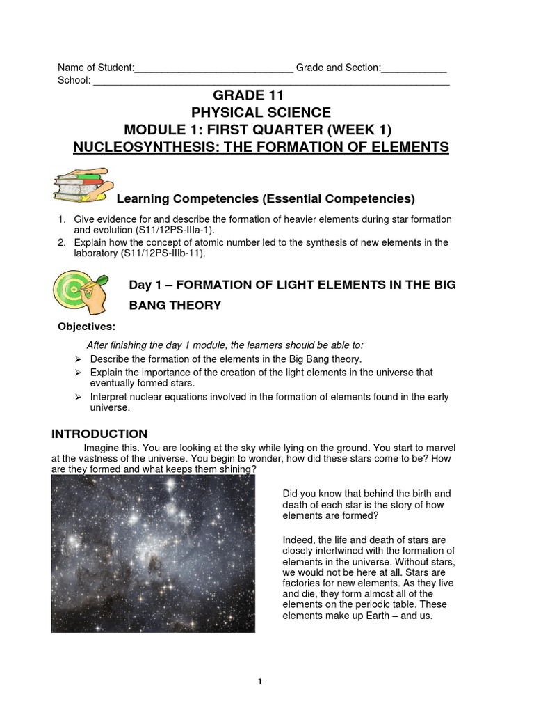 Grade 11 Physical Science Module 1: First Quarter (Week 1 ...