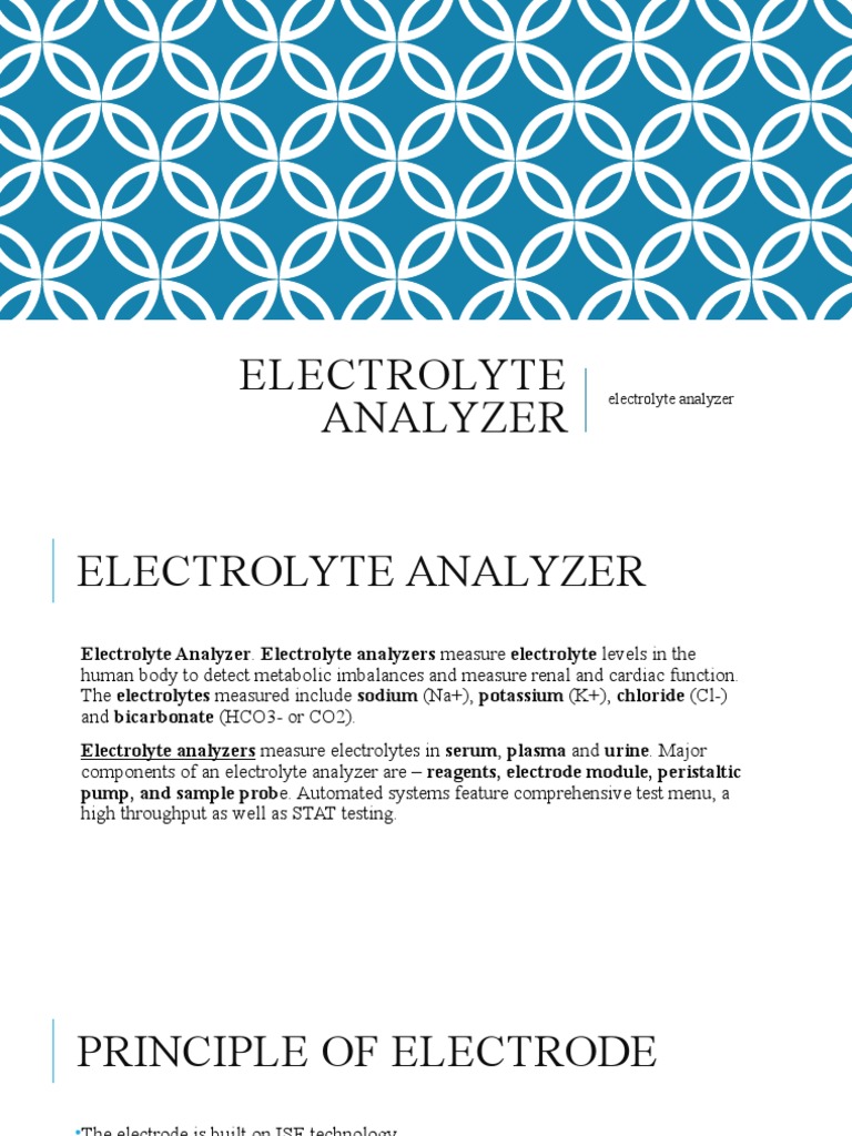 Electrolyte Analyzer Principles and Issues | PDF | Electrolyte | Ph