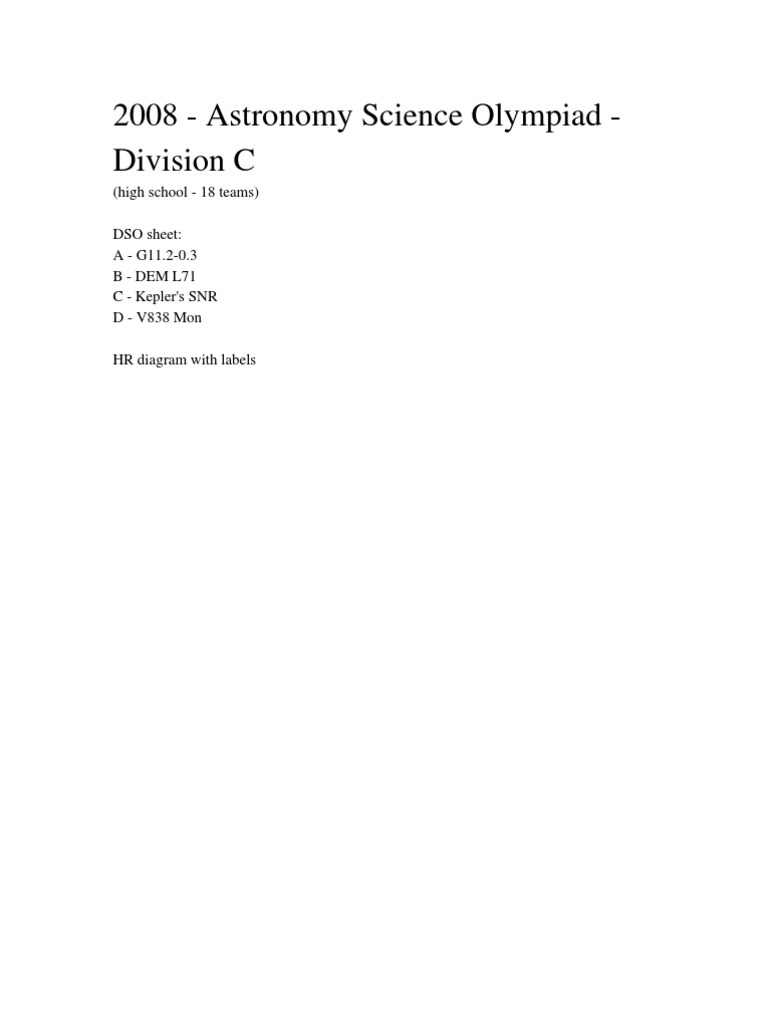 Astronomy Olympiad 2008 Exam | PDF | Apparent Magnitude | Stars