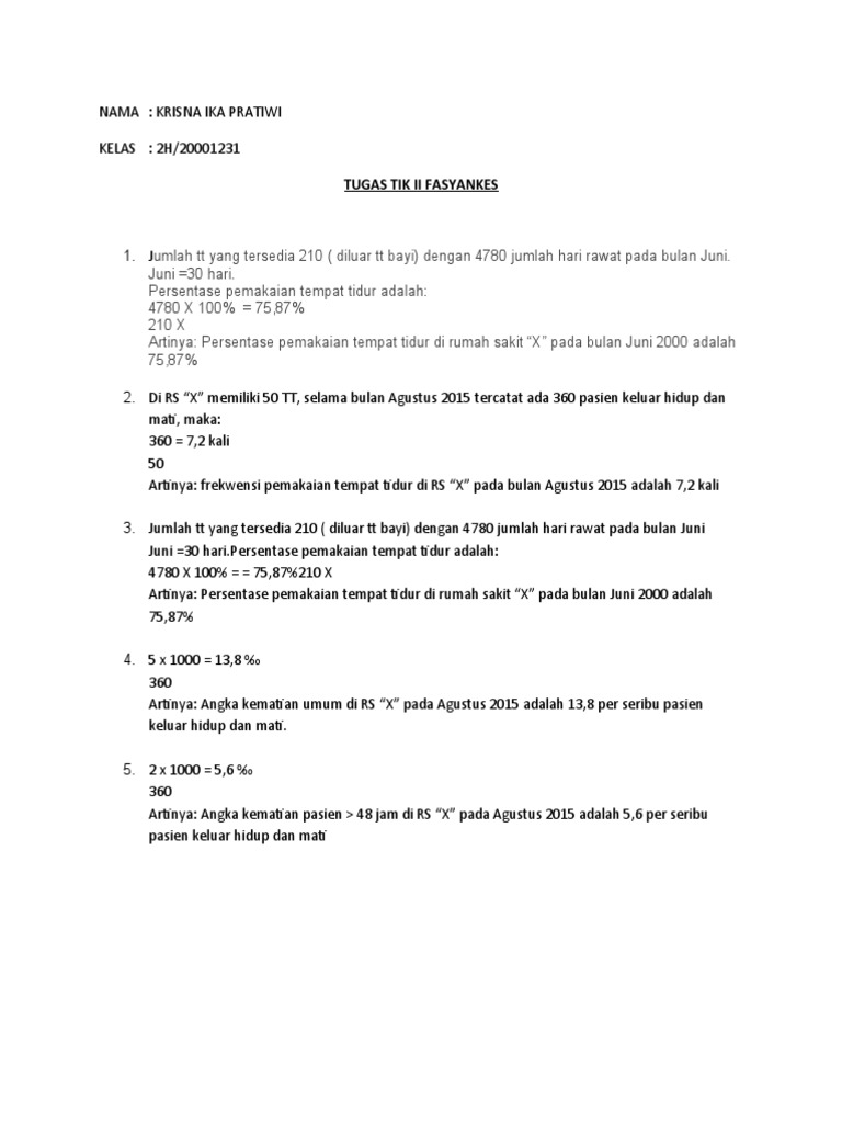 Quiz Tik Ii Fasyankes-Krisna Ika Pratiwi-20001231 | PDF