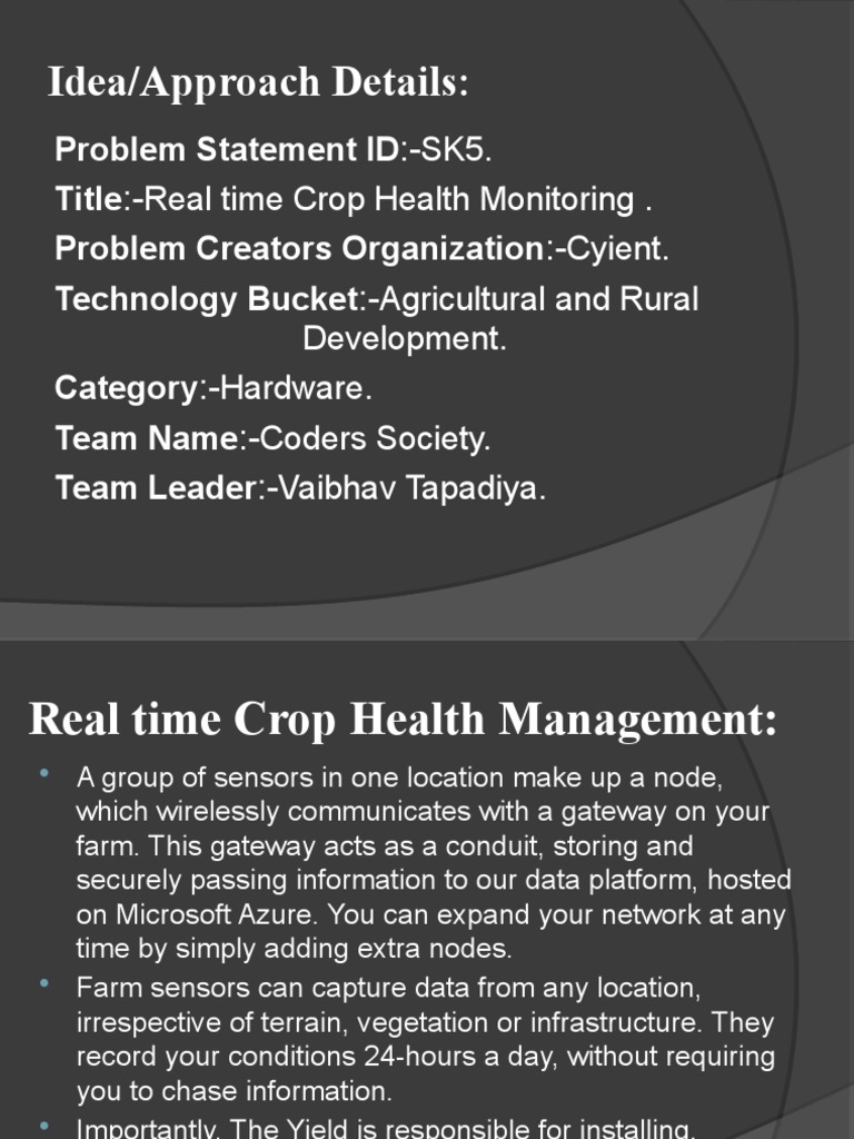 Real Time Crop Health Monitoring | PDF | Agriculture | Pesticide