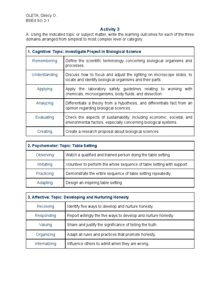 Activity 3 - Assessment | PDF | Biology | Chemical Substances