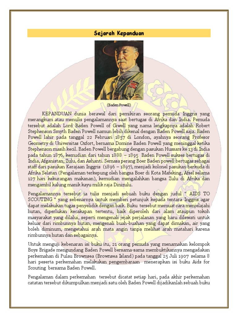 Sejarah Kepanduan (Materi Pramuka) | PDF | Agama & Spiritualitas