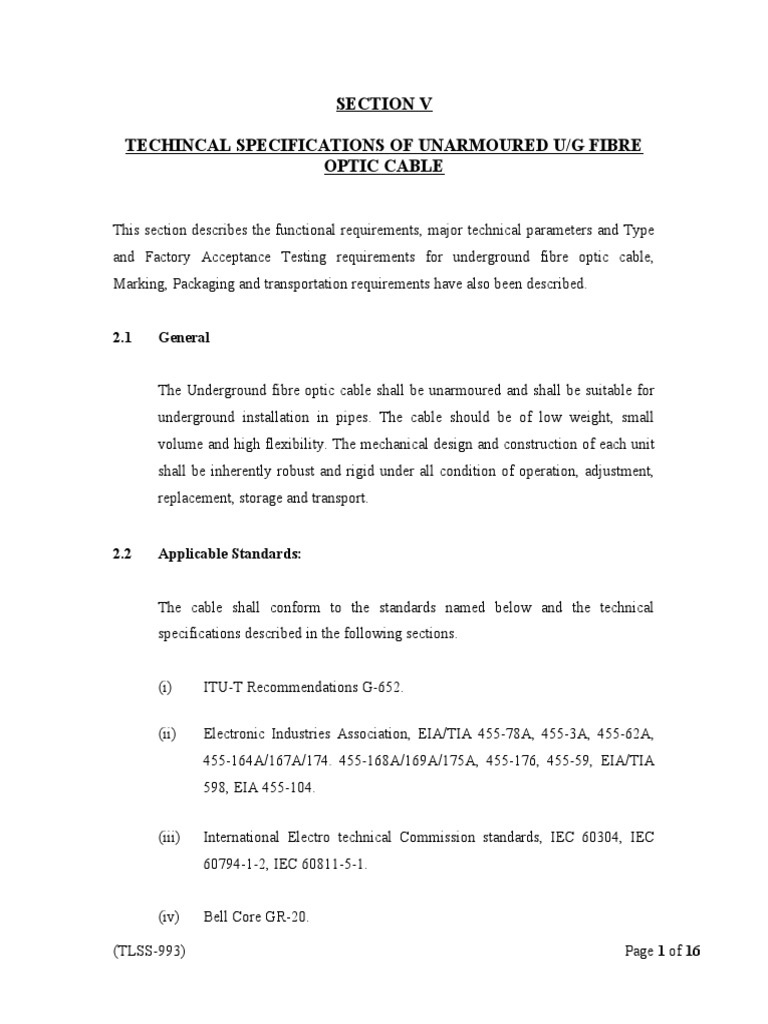 23.technical Spec For OFC | PDF | Optical Fiber | Attenuation