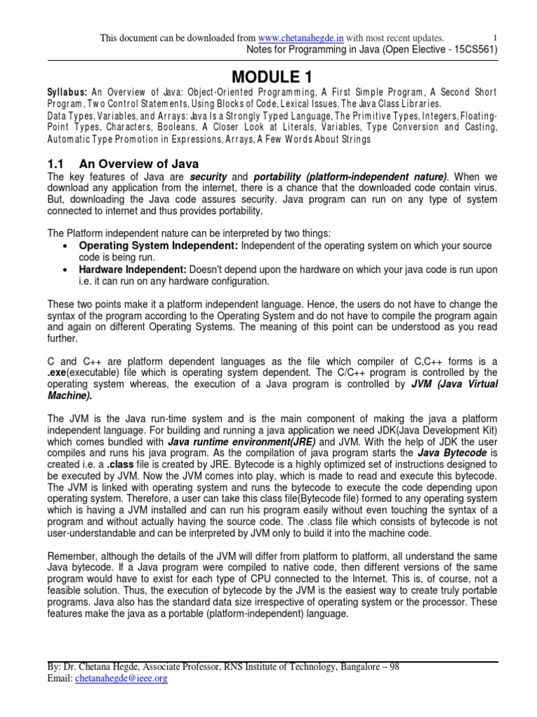 Java Programming Notes | PDF | Data Type | Java Virtual Machine