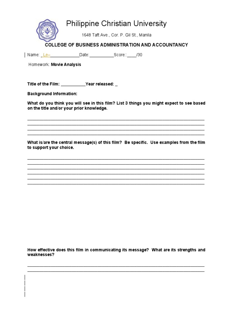 Homework #1 - Movie Analysis | PDF | Cognition | Psychological Concepts