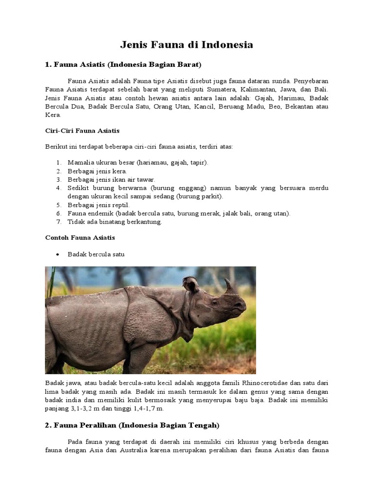Jenis Fauna Dan Flora Di Indonesia | PDF