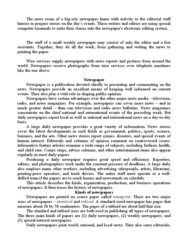 Newspaper | PDF | Newspapers | Printing