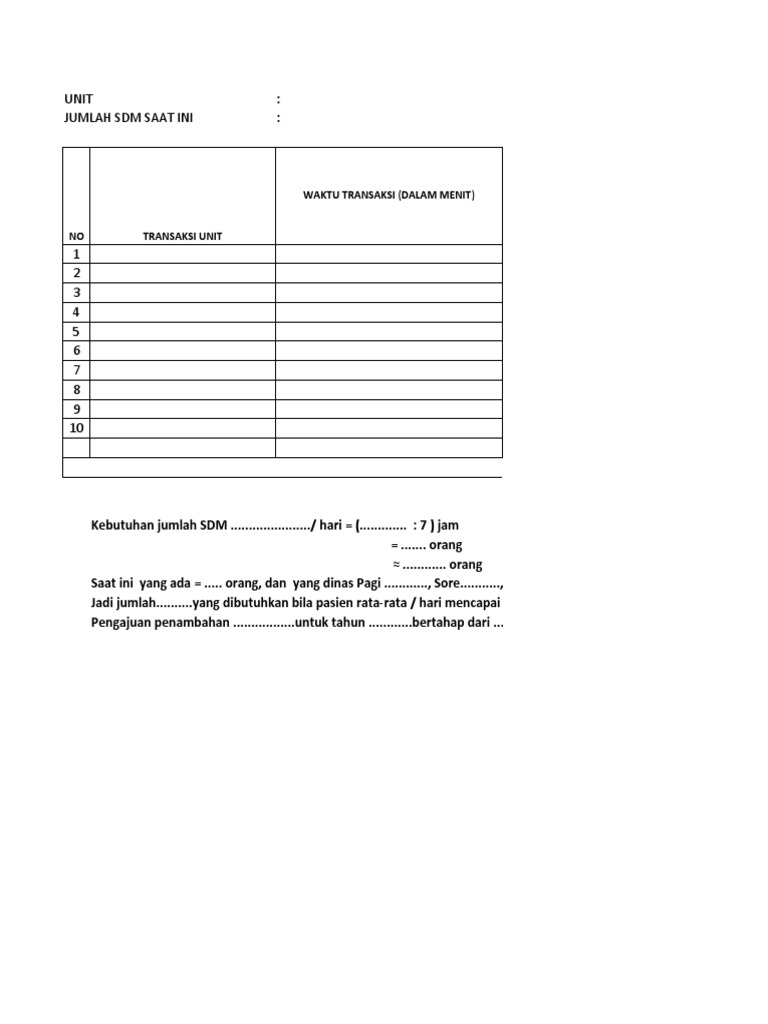 Perhitungan Beban Kerja Template | PDF