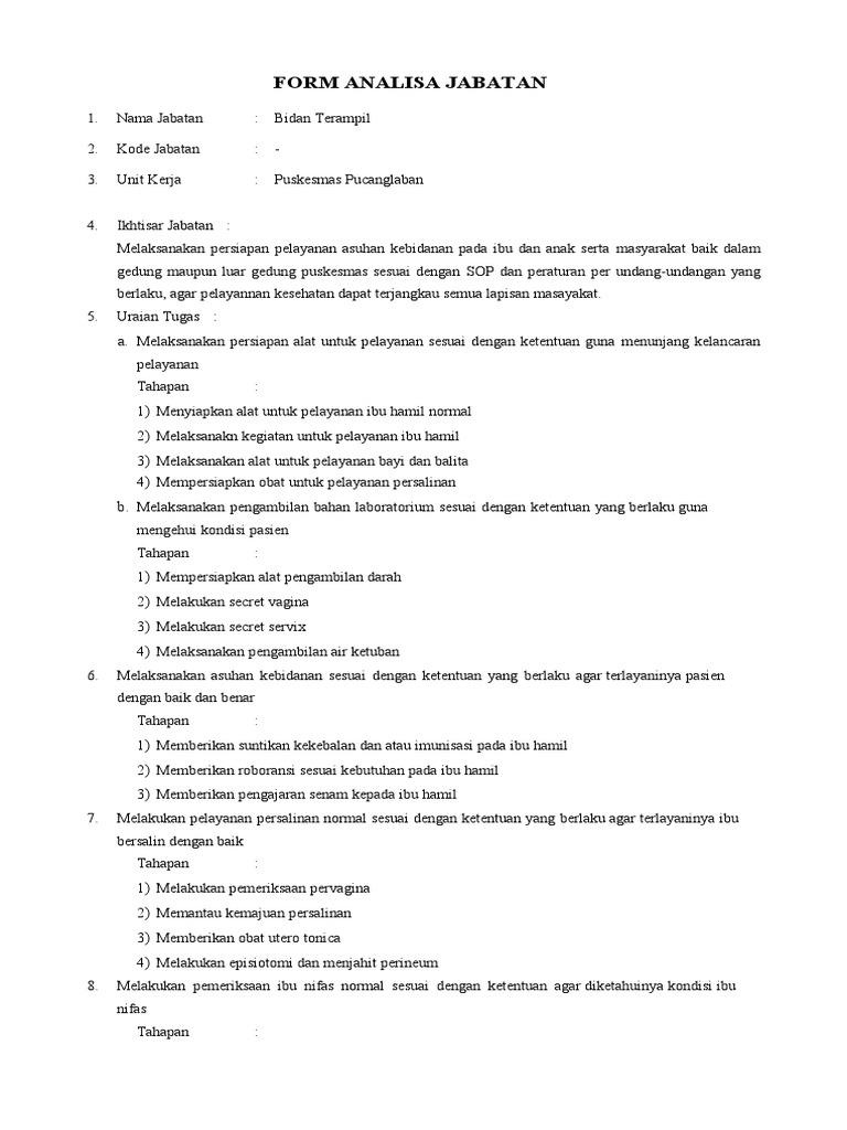 Anjab Bidan Terampil | PDF