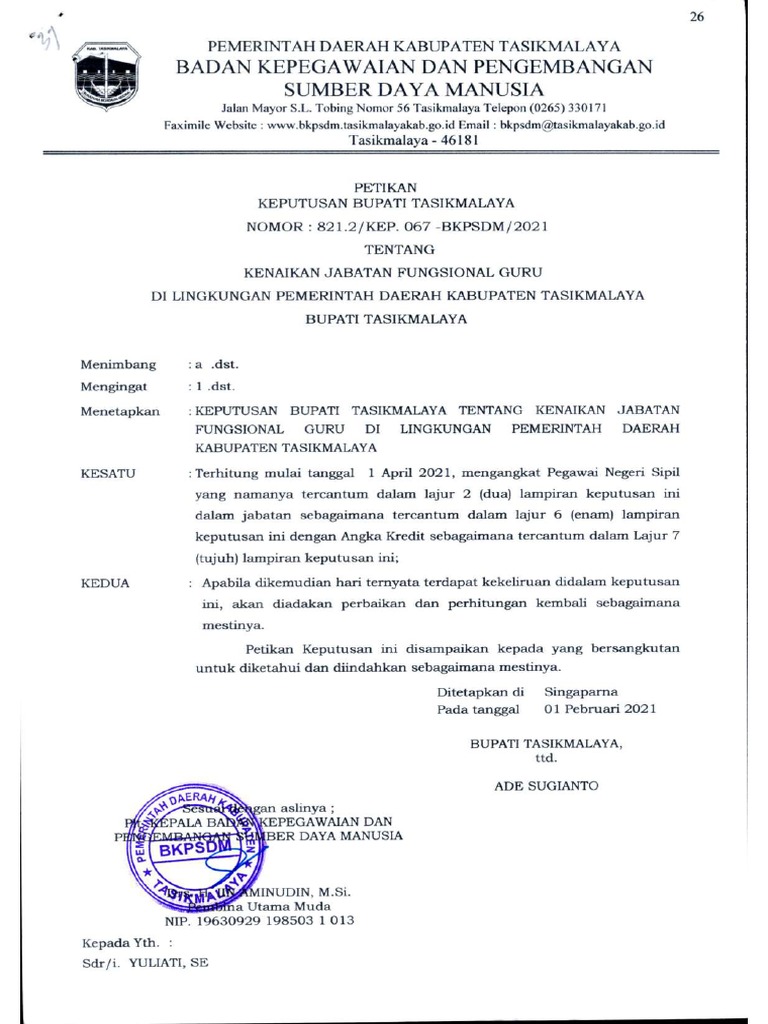 Contoh SK Jabatan | PDF