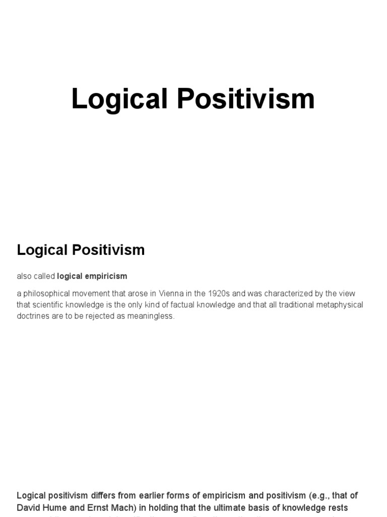 Soscipi-PPT7 - Logical Positivism | PDF | Empiricism | Positivism
