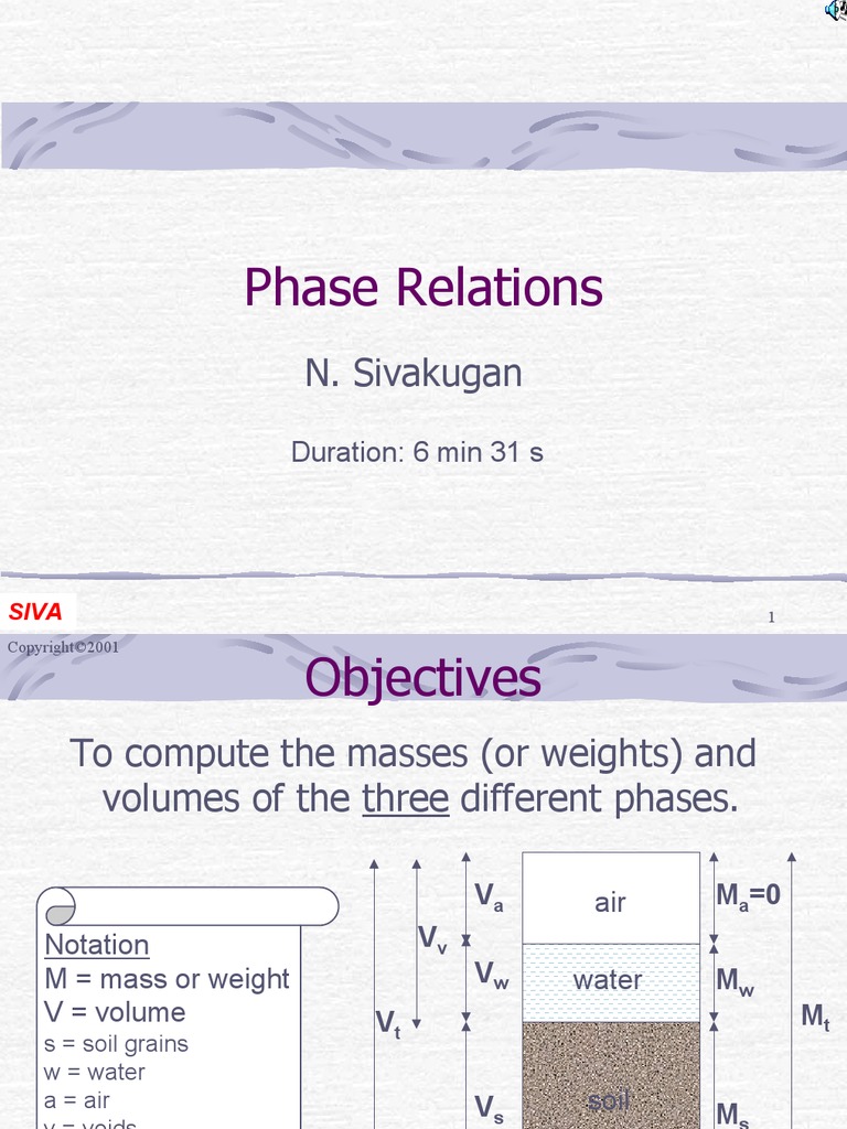 Phase Relations: N. Sivakugan | PDF | Density | Soil