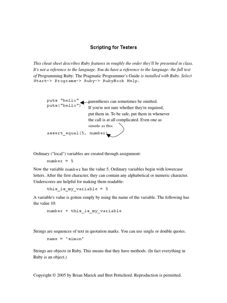 Ruby Cheat Sheet Array Data Type Ruby Programming Language
