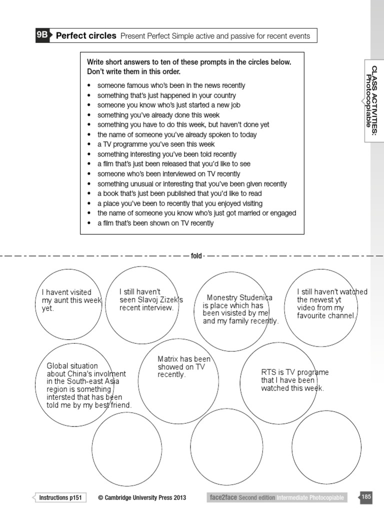 Perfect Circles: © Cambridge University Press 2013 Instructions p151 | PDF
