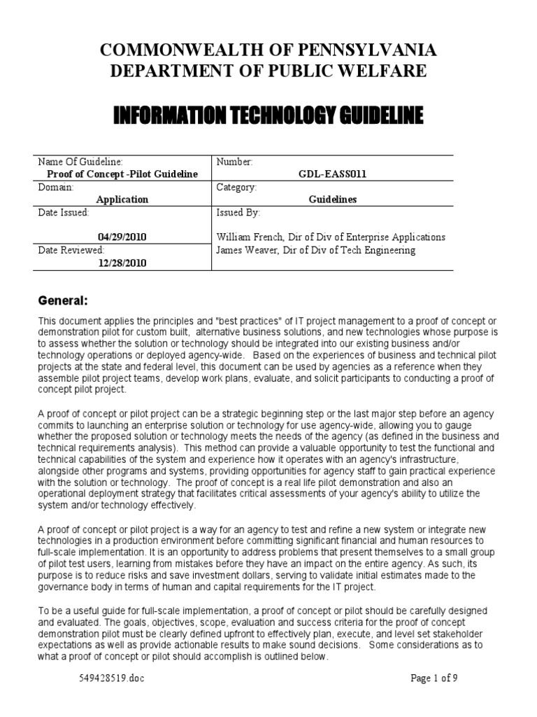 Technology Pilot Project Guidelines | PDF | Evaluation | System