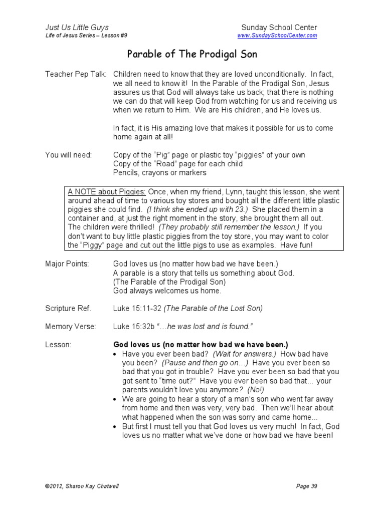 Parable of The Prodigal Son: Just Us Little Guys | PDF | Jesus | Gospel ...