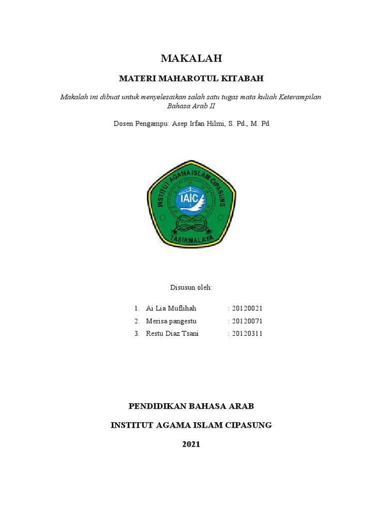 Panduan Maharah Kitabah Bahasa Arab | PDF