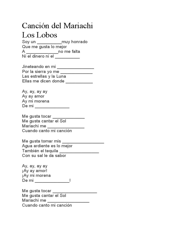 Canción Del Mariachi - Letra | PDF | Cocina, comidas y vino | Arte