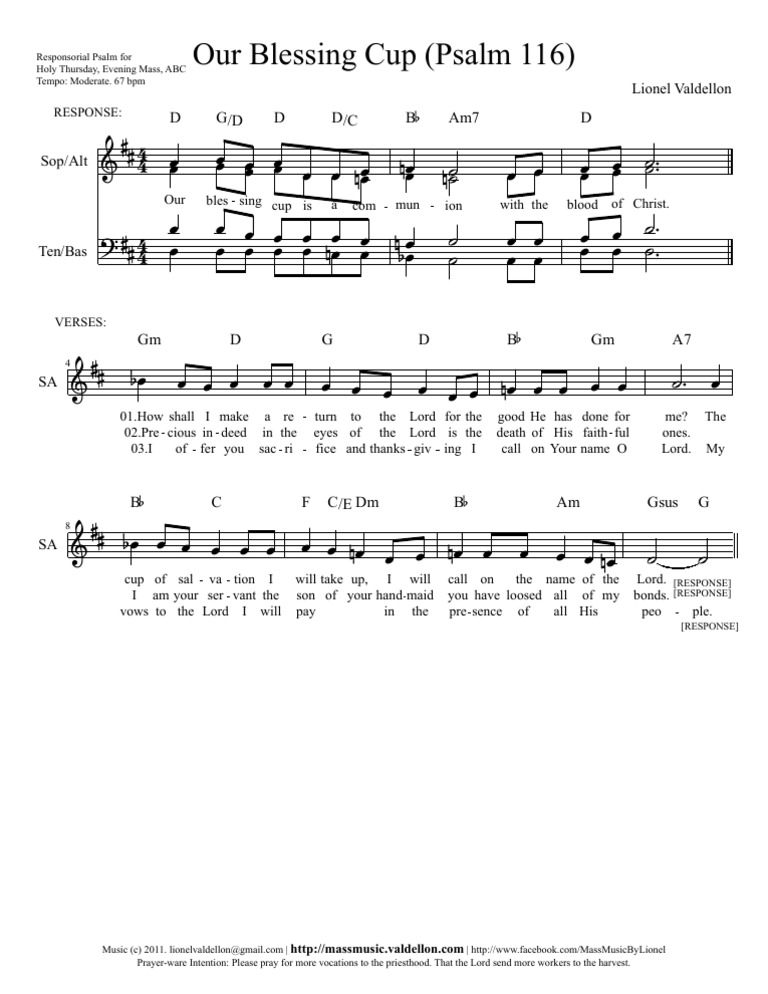 Our Blessing Cup: Holy Thursday Psalm | PDF | Worship | Christian ...
