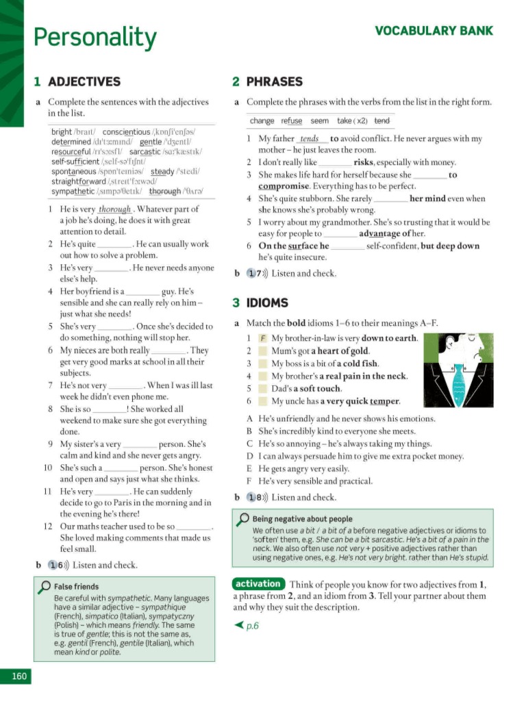 Unit 1A Vocabulary New English File - Advanced SB | PDF