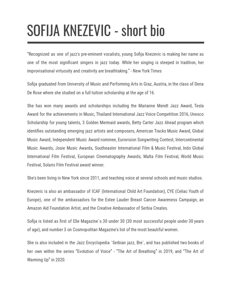 Jazz Virtuoso Sofija Knezevic | PDF | Jazz | Jazz Musicians