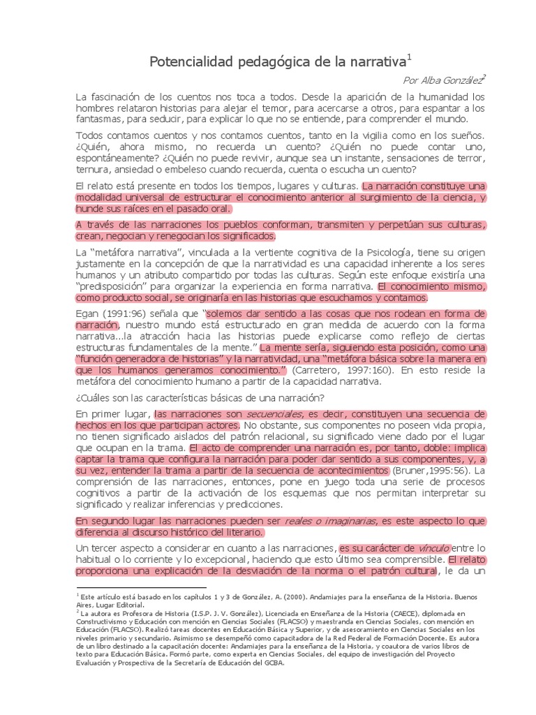 9 C Potencialidad Pedagógica de La Narrativa de ALBA GONZALEZ | PDF ...