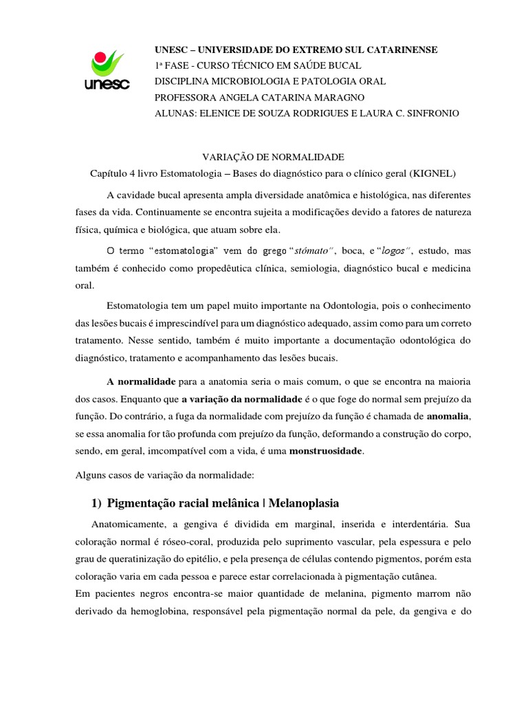 Melanoplasia, Nodulo de Bohn, Pérola de Epstein, Assoalho Bucal ...