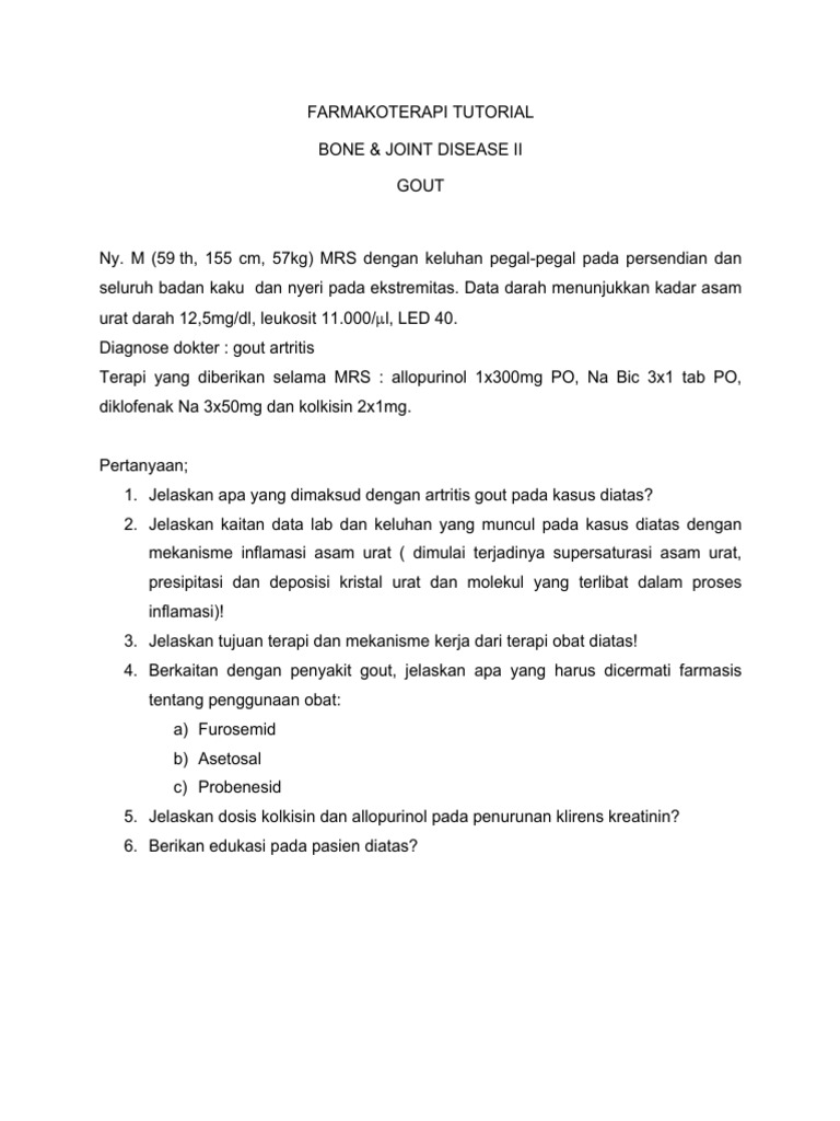 Gout: Diagnosis, Terapi, dan Edukasi | PDF