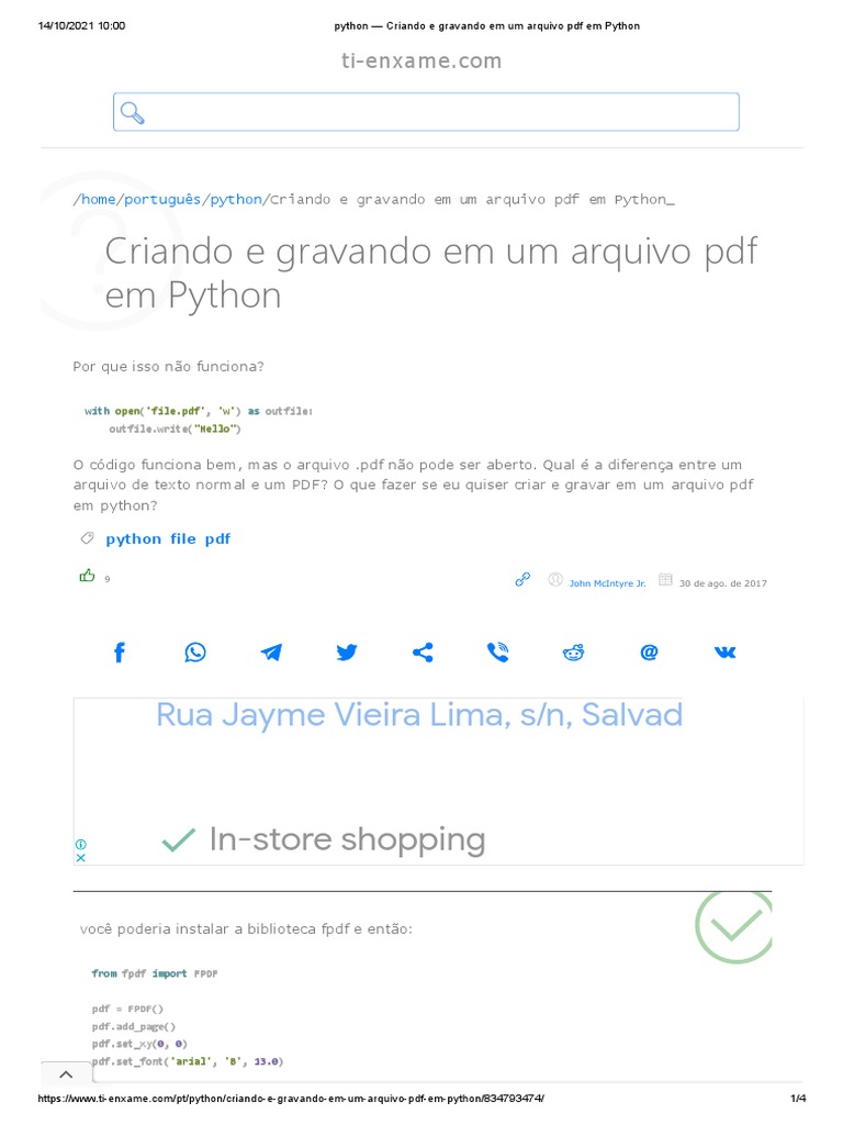 Criar PDF Python | PDF | Arquivo de texto | Python (linguagem de ...