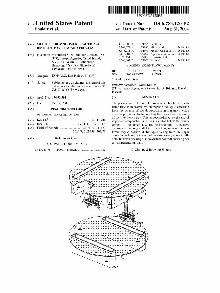 Multiple Downcomer Fractional Distillation Tray and Process | PDF