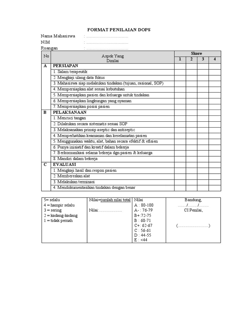 Format Penilaian Dops | PDF