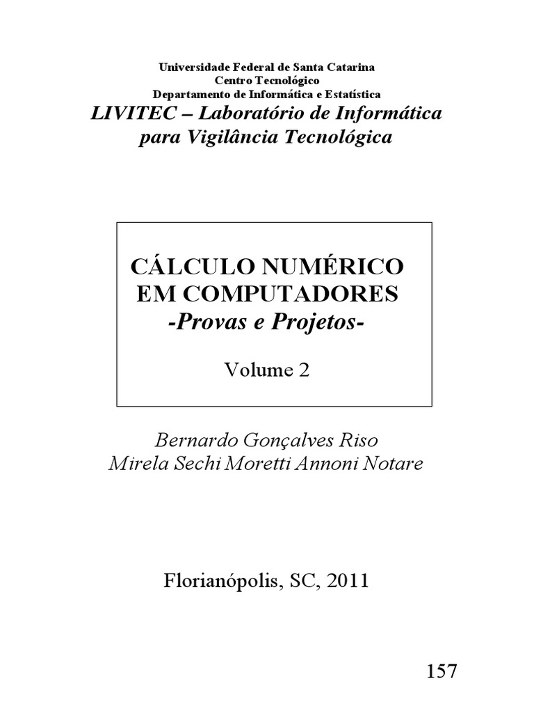 CÁlculo NumÉrico Em Computadores Vol 2 Pdf Algoritmos Análise